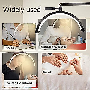 CJSGY Led Half Moon Light for Lashes, Tattoo Lamp, Estheticians Light, Desk Lamp, Swing Arm Light, Lash Lamp,Black