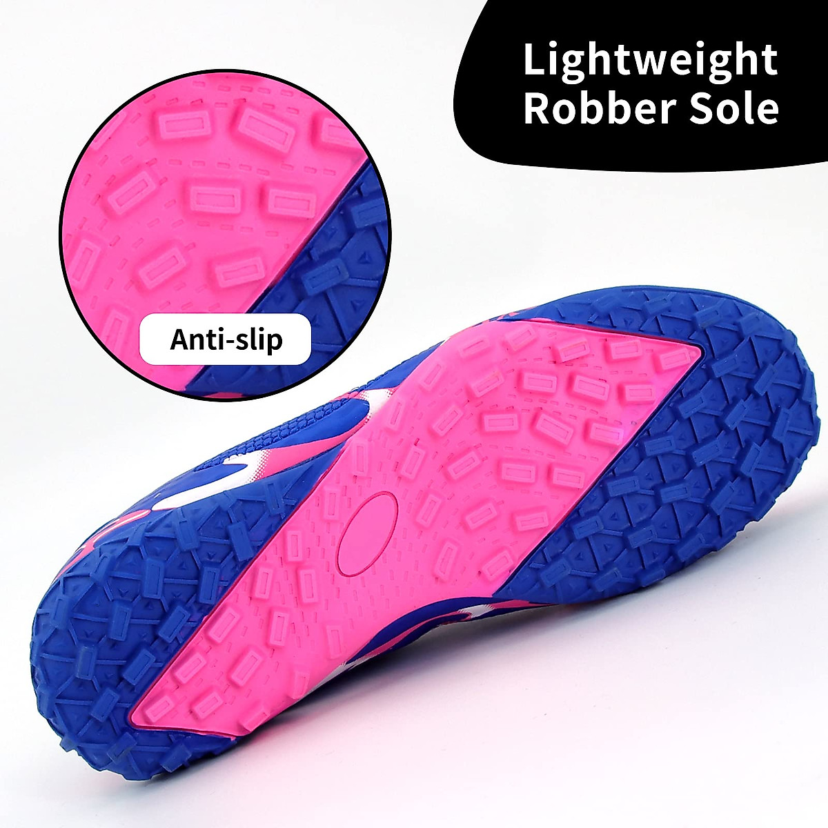 Rhyme-Zeal Boys Indoor Soccer Shoes TF Soccer Shoes Kids Football Shoes Soccer Cleats White Gold 5 Big Kid