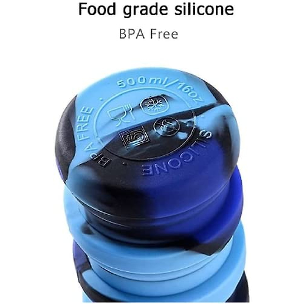 WATMHHJQ Silicone Collapsible Water Bottles, 16oz 500ml Portable Foldable Expandable Water Bottle Sports Cups with Carabiner, Leak Proof Reusable BPA Free, for Outdoor Activities Travel(2# Pink)