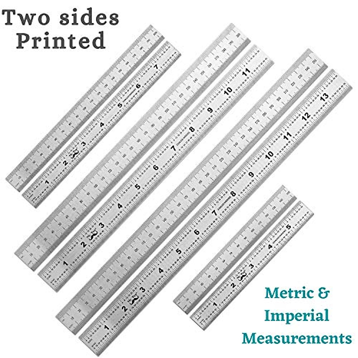 Mr. Pen- Machinist Ruler, 4 Pack (6, 8, 12, 14 inch), Metric Ruler, Millimeter Ruler, (1/64, 1/32, mm and .5 mm), 6 inch Ruler, Stainless Steel Ruler