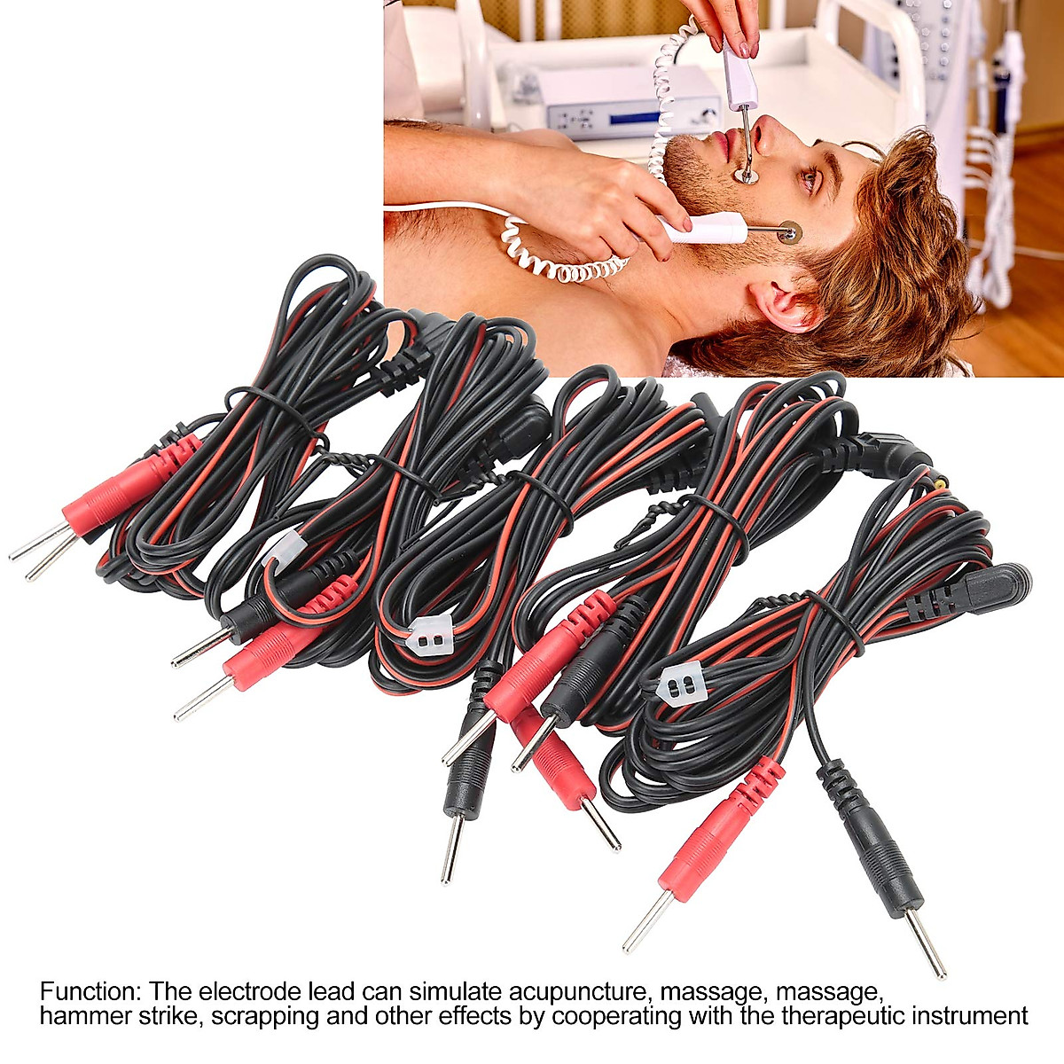 Watris Veiyi 10PCS 2.35mm 1.2m 2‑in‑1 Pin Electrode Wires Cable, Unit Replacement Wires for Unit Physiotherapy Machine