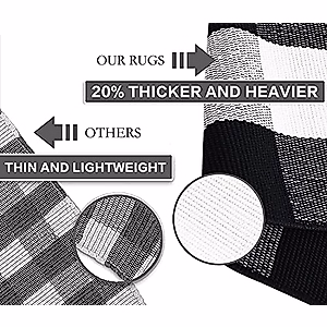 Ckorzen Cotton Buffalo Plaid Rug 3x5 ft Outdoor Black and White Check Rug Retro Lattice Checkered Rugs Reversible Woven Washable Front Porch Rugs for Layered Front Door Mats