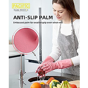 PACIFIC PPE Dishwashing Cleaning Gloves, Reusable Unlined Kitchen Gloves, Non-Slip, Medium