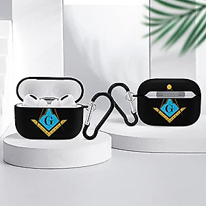 Color Freemason Symbol Compatible with AirPods Pro Case Cover Full Body Shockproof Hard Shell Protector with Keychain