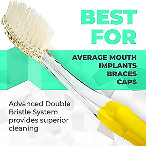 Solodent Toothbrush Soft, Silver Flossing Bristles (Pack of 2) Colors May Vary