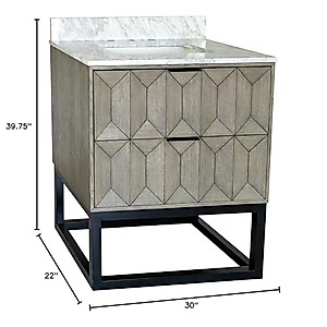 Kitchen Bath Collection Henley 30-inch Bathroom Vanity (Carrara/Gray Oak): Includes Gray Oak Cabinet with Authentic Italian Carrara Marble Countertop and White Ceramic Sink