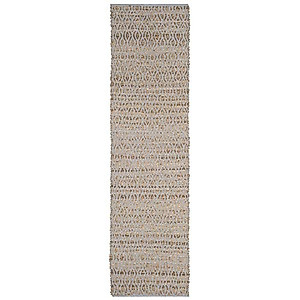 SAFAVIEH Cape Cod Collection 2'3" x 8' Silver / Natural CAP821J Handmade Flatweave Jute Runner Rug