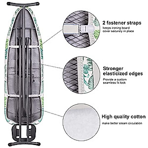 Ironing Board Cover and Pad 15x54 Inch, Iron Board Cover with Padding, Iron Board Cover Large Fits All Standard Sizes, Silicone Coating, Scorch Resistant, Extra Thick Covers with Elastic Edge