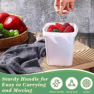 24 Pcs 67 Oz/ 2 Qt/ 2 L Square Deli Containers with Lids Ice Cream Bucket with Handle Airtight Plastic Ice Cream Tub Containers with Lids Reusable Pail for Food Drinks Storage Freezer Microwave