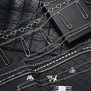 Kakonia 9 Pcs Pants Chain Pocket Chain Butterfly Lock Star Hip Hop Punk Belt Wallet Chains Multi-Layer Jean Chains for Women Men