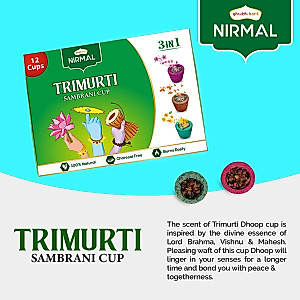 Shubhkart 3 in 1 Trimurti Premium Sambrani Dhoop Cup | Long Lasting Incense for Prayer, Puja, and Meditation | Refreshing Fragrance | Stress Relief and Negative Energy Removal | Odor Removing