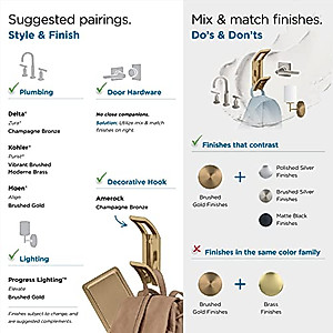 Amerock H37010CZ | Avid Double Prong Decorative Wall Hook | Champagne Bronze Hook for Coats, Hats, Backpacks, Bags | Hooks for Bathroom, Bedroom, Closet, Entryway, Laundry Room, Office