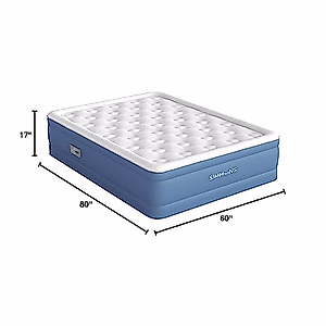 Simmons Rest Aire Mattress Air Bed with Side Built-in Pump and Soft Velveteen Topper, 17" Queen