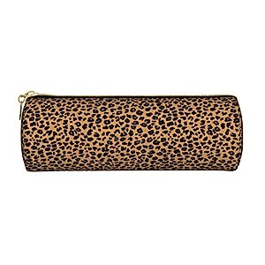 Leopard Pencil Case Pen Pouch Cylinder Small Carrying Box for Adult With Smooth Zipper Simple Durable Lightweight for Office Organizer Storage Bag