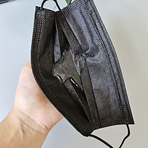 Curora 50 Pcs Black Face Masks 3Ply Black Disposable Face Masks Filter Protection