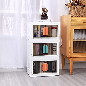 Chemailon Storage Bin with Lid,29 Qt Clear Plastic Toy Organizer Box with Wheels and Visible Clear Door for Home Closet 9.4 x 11.4 x 15.7 Inches 2 Pack