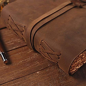 Leather Journal-Vintage Leatherbound Journal - Handmade Antique Deckle Edge Paper - Leather Sketchbook - Book of Shadows Journal - Thick Journal - Vintage Journal