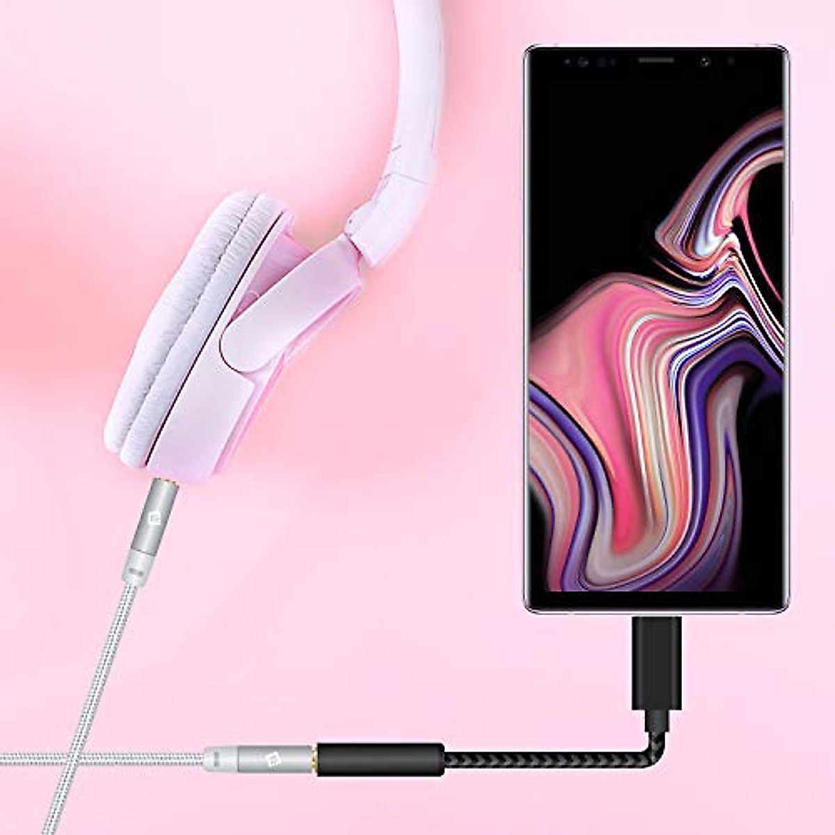 Cellet USBC Audio Adapter 3.5mm Stereo Convert Type-C to 3.5mm Audio Jack Headphone Adapter Extension Compatible to Galaxy S21 S20 S10 S9 S8 Note 20 10 9 MacBook Pro Air Pixel 6 Pro 5 4 3 XL iPad Pro