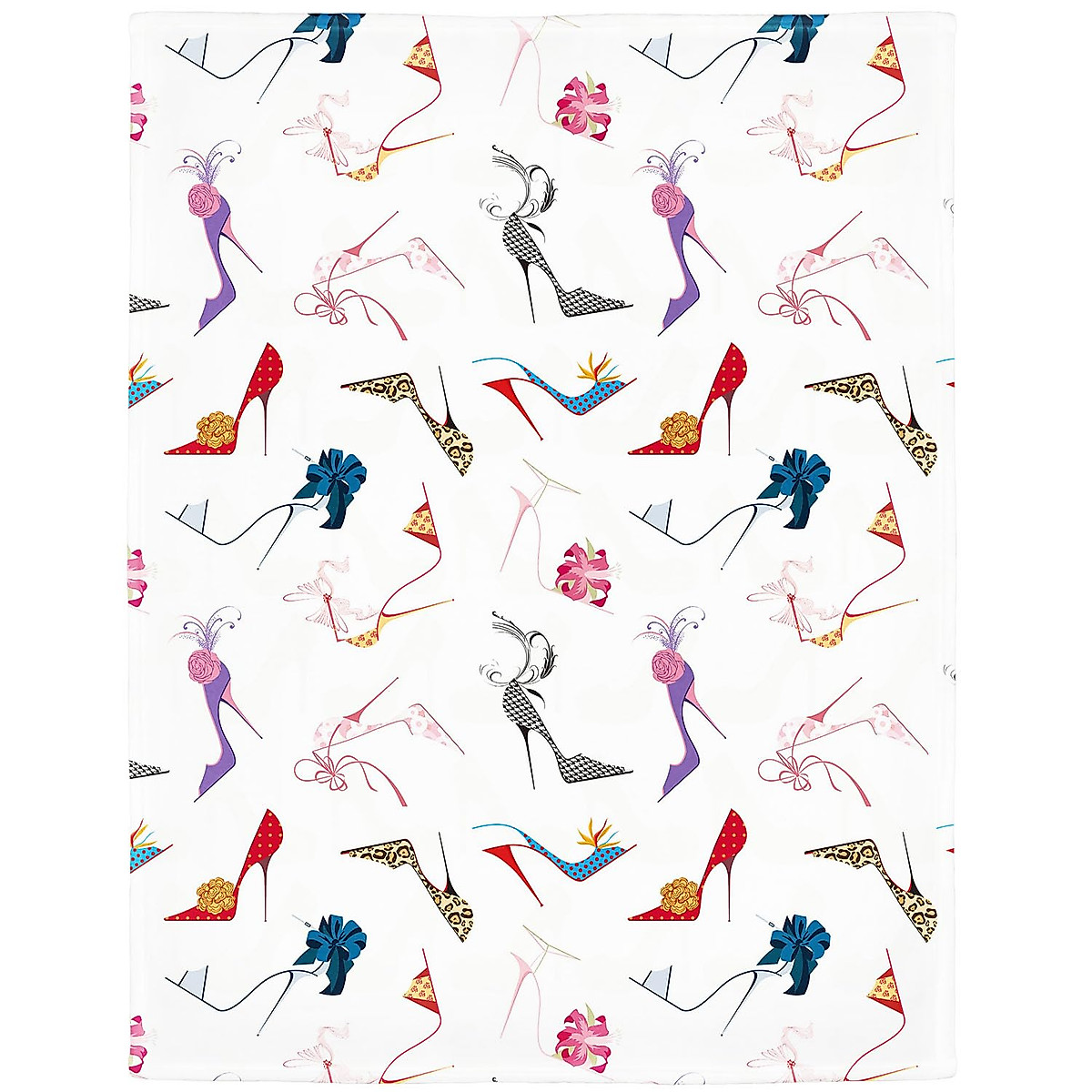 XSMEI High Heel Blanket Soft Warm Flannel Plush Throw Blankets Girls High Heels Shoe Pattern,60 x 80 Inch