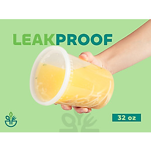 JoyServe 32 Oz Deli Food Containers with Lids - (36 Sets) Quart Airtight Plastic Food Storage for Takeout, Meal Prep, To-Go, Soup Freezer Containers with 36 Lids, BPA-Free, Dishwasher, Microwave Safe