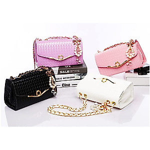 Anoile Woven Crossbody Handbag Purse for Women Trendy Leather Money Clutch Square Bag Retro Satchel Shoulder Bag (White)