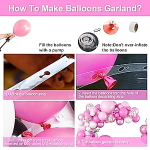 GRESAHOM Pink Balloon Garland Arch Kit - 5 12 18 Inch Balloons Different Sizes DIY Decoration Set Perfect for Birthday Wedding and Events