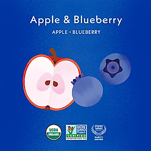 Once Upon a Farm | Organic Baby Blends | Apple Sweet Potato, Apple Blueberry | Cold-Pressed | Unsweetened | Dairy-Free Plant Based | Variety Pack of 24