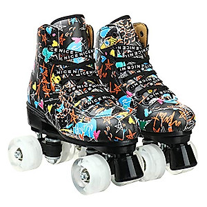 Unisex Indoor and Outdoor Roller Skates Classic High-top for Adult Skating Four-Wheel Roller Skates