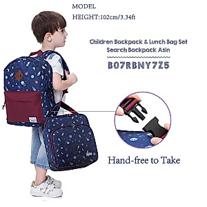 VASCHY Preschool Backpack and Cute Neoprene Lunch Bag Bundle