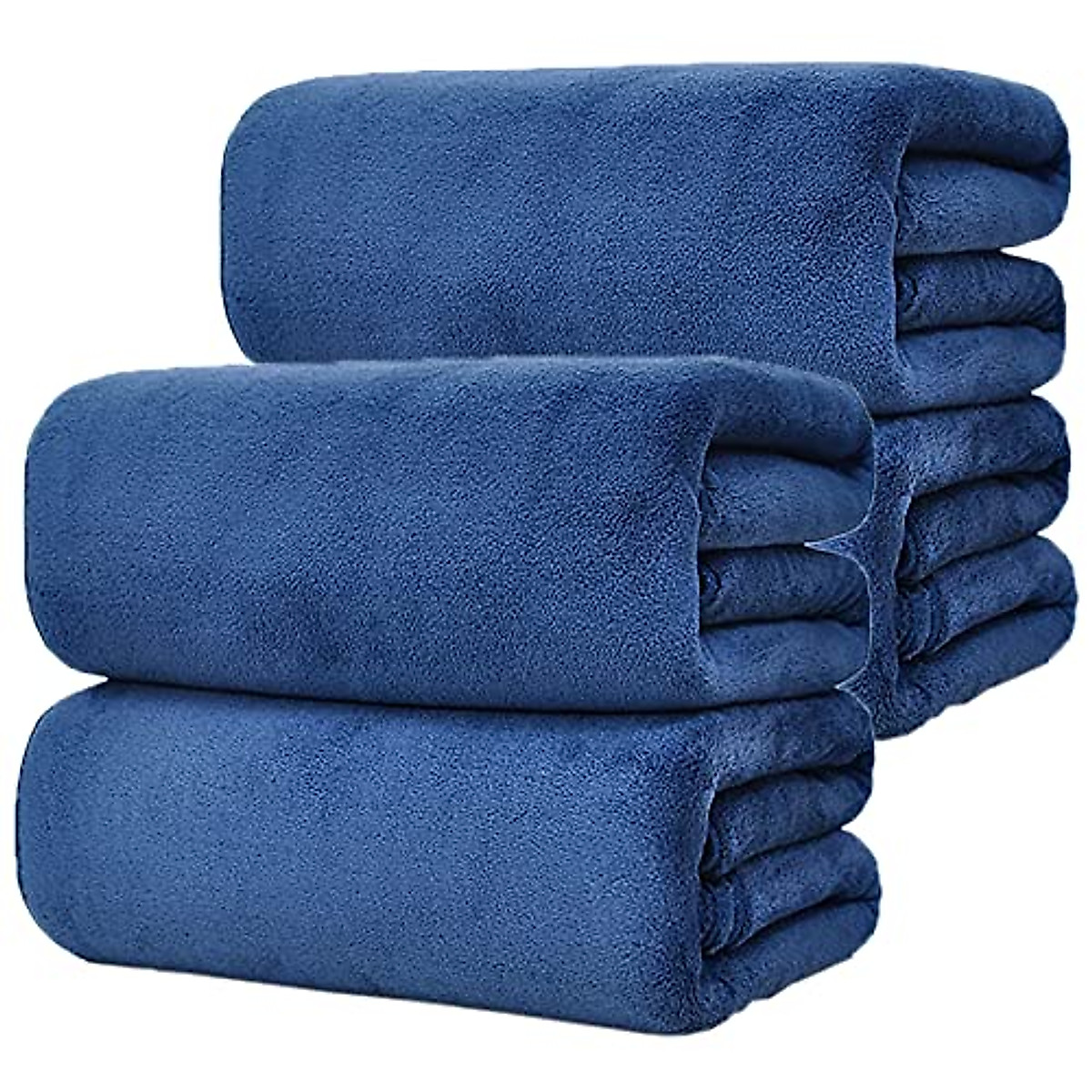 Premium Oversize Bath Towel 4 pieces Set-Quick Drying-Microfiber Coral Velvet Highly Absorbent Towels-Multipurpose Use as Bath Fitness,Bathroom,Shower,Sports,Yoga Towel(30x60inch, Blue)