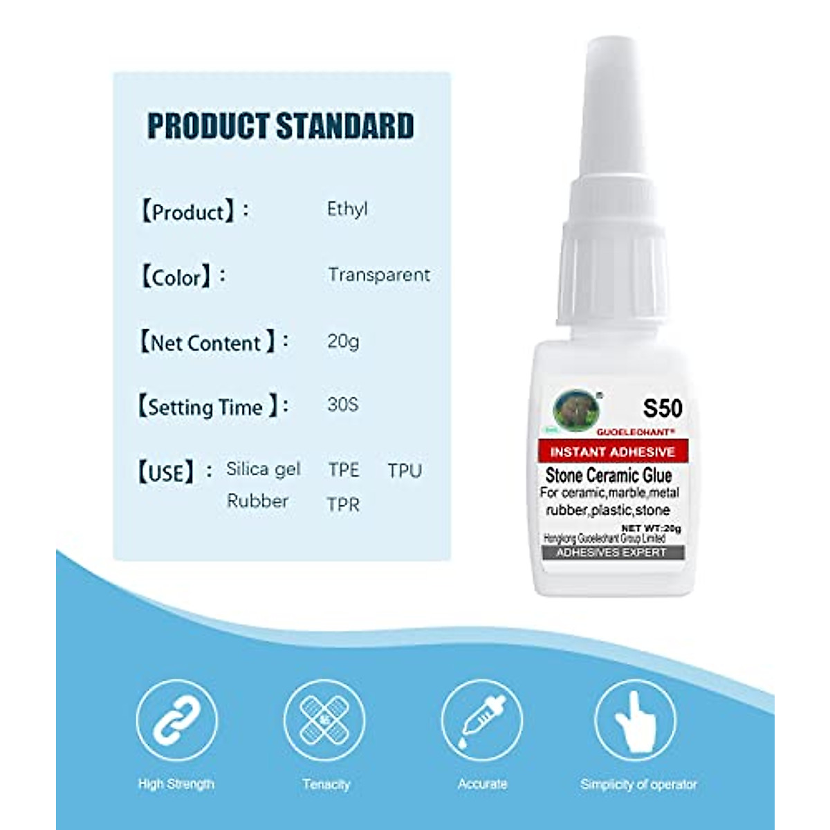 Stone Glue, Marble Adhesive,for Restoration and Production of Marble, Granite, Artificial Stone and Tile Products (20g, 1 Pack)