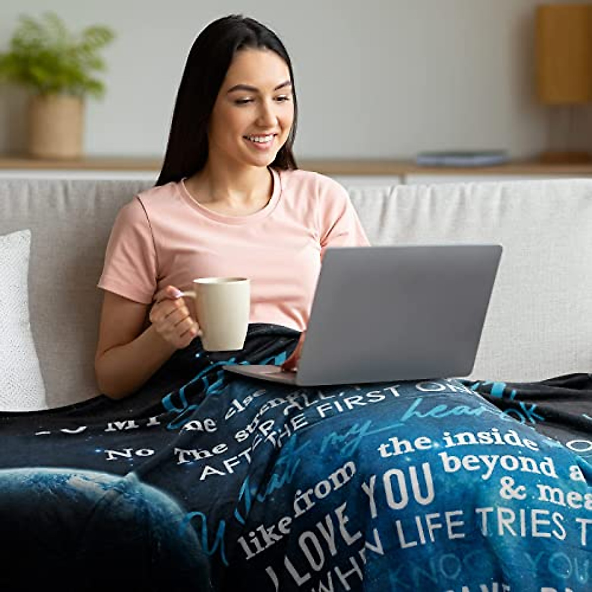 Gift for My Daughter Blanket from Mom as Birthday Present I Love You Letter to Her, Ultra-Soft Flannel Fleece Light Weight Bed Throw (60x50'', Daughter Gift)