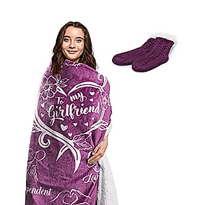 Gifts for Girlfriend Softest Throw Blanket (65" x 50") and Sherpa Socks Set, Gifts for Her, Girlfriend Gifts, Birthday Gifts for Girlfriend, Long Distance Relationship Gifts, Girlfriend Gift Ideas.