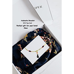 Inner Plane Azabache Charm Protection Bracelet Containing Figa Hand 14K Gold Filled Jewelry Protects From Evil Eye for Women Men Boys Girls