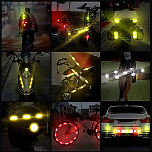 SEADEAR 10 Pieces Reflective Warning Stickers, Night Warning Reflective Sticker Waterproof PET Reflective Sticker Personalized Body Stickers for Car, Motorcycle, Helmet, Rectangular Red