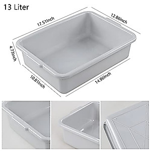 Obstnny 13 L Commercial Bus Tub, 3 Pack Plastic Dishpan Basin, Grey