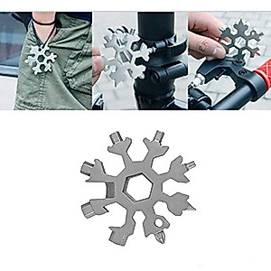 Acxico 3Pcs 18 In 1 Stainless Tool MultiTool Portable Snowflake Shape Key Chain Screwdriver