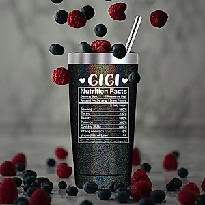 SpenMeta Gigi Gifts for Grandma - Gigi Mothers Day Gift, Gigi Nutrition Facts Tumbler - Mothers Day Gift for Grandma, Birthday, Christmas Gift for Gigi - 20oz Gigi Tumbler Cup