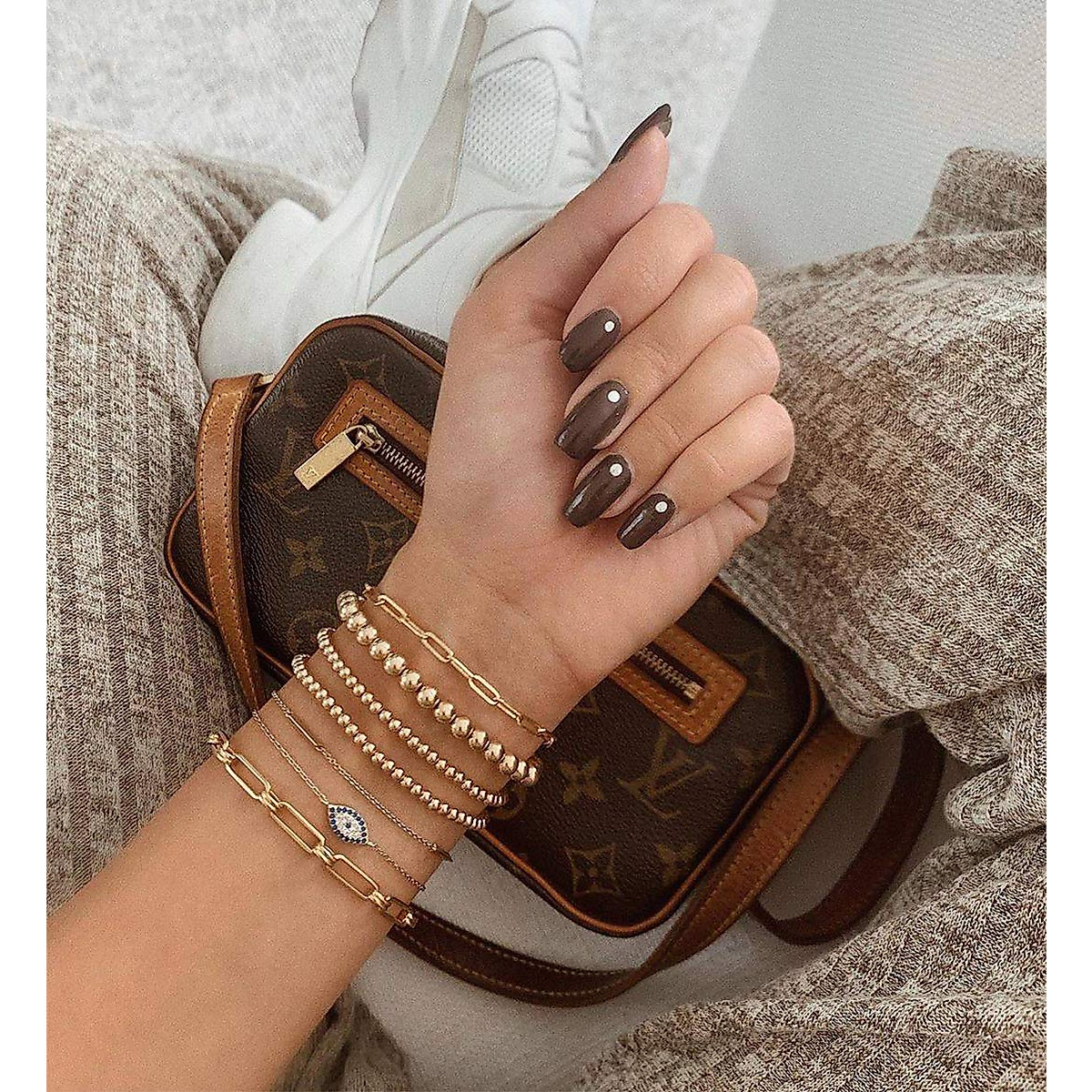 MOMOL 18K Gold Plated Stainless Steel Link Chain Bracelets for Women Paperclip Chunky Link Chain Charm Bracelet