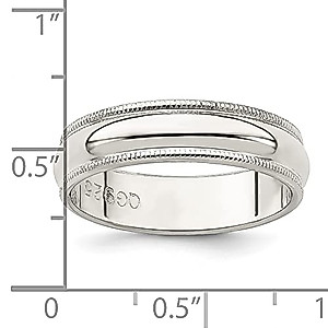 IceCarats 925 Sterling Silver 5mm Half Round Milgrain Plain Classic Wedding Band Ring Size 9.00