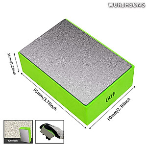 Diamond Hand Polishing Pads(400 Grit) Diamond Sanding Blocks Reusable Foam Sanding Blocks for Sanding Concrete Glass Stone Granite Marble Tile Stone Trimming Deburring (Full Sand 400#)