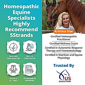 5Strands Equine Health Test, Environmental & Food Intolerance, Nutrition, Metals and Minerals Imbalances, at Home Horse Hair Sample Collection Kit, Results in 7 Days Works for All Ages and Breeds