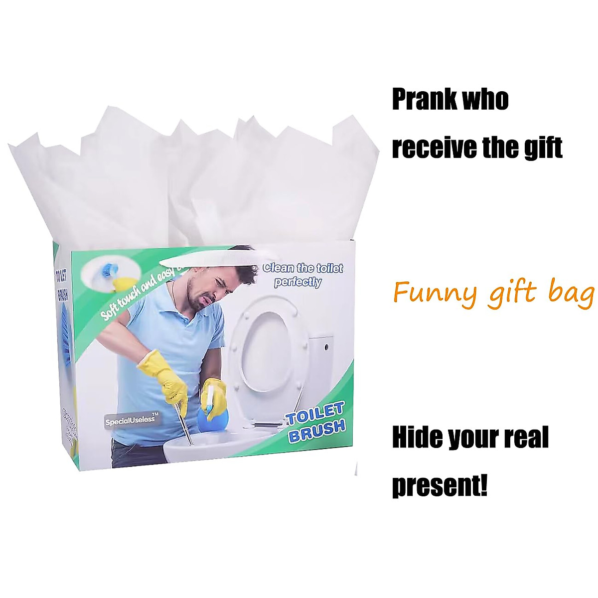 ysmile 13" Funny Gift Bag with Wrapping Tissue for Men Women Large Paper Bag with Handle Single 1 Pack (Hide Your Real Present)