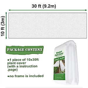 Plant Covers Freeze Protection, 1.2oz 10x30FT Frost Cloth Plant Freeze Protection, Plant Frost Blankets Covers for Outdoor Plants for Winter Cold Weather, Floating Row Cover for Vegetables