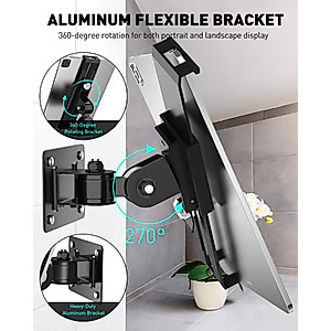 AboveTEK Tablet Wall Mount -360° Rotation iPad Wall Holder for Retail & Business, Anti Theft iPad Stand Fits 7"-11" Tablets Including iPad Pro/Air/Mini, Galaxy Tab - Security Lock & Key - (Black)