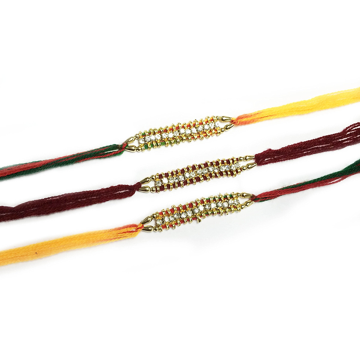Set of Three Rakhi, 14 Stone Rakhi thread, Raksha bandhan Gift for your Brother, Vary Color and Multi Design