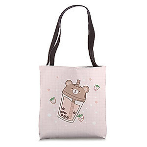 Bubble Milk Tea Boba Cute Bear Kawaii Aesthetic Tote Bag