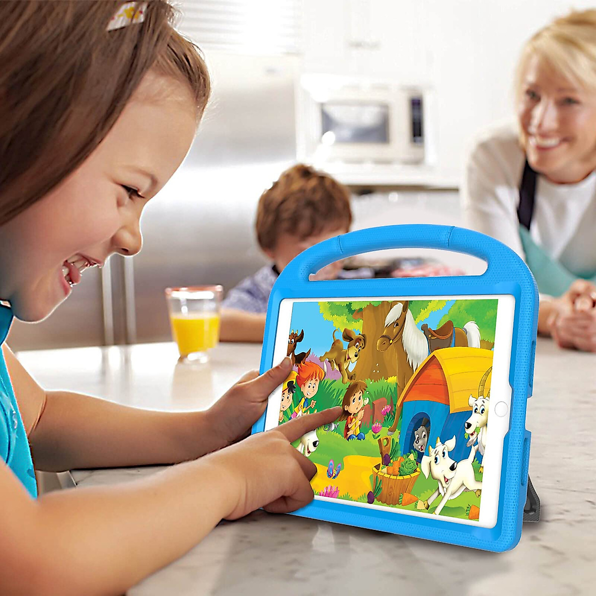 MOXOTEK Kids Case for iPad 10.2 & 10.5, Case for iPad 9th/8th/7th Generation 10.2 Inch 2021 2020 2019, Durable Shockproof Handle Stand Protective Cover for iPad Air 3rd Gen/Pro 10.5 Inch, Blue