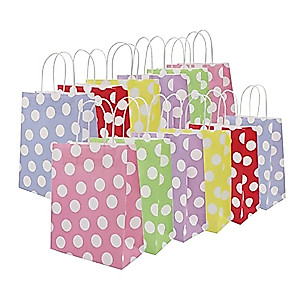 30 Pieces Kraft Paper Polka Dots Party Favor Bags with Handle, 6 Colors Polka Dot Gift Bags Bulk,Cute Dots Paper Gift Bags for Party Supplies,Wedding,Baby Shower,Birthday,Gifts,Shopping - Size 10'(H)x8'(L)x4'(D)
