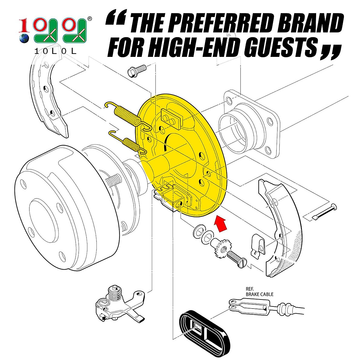 10L0L Driver Side & Passenger Side Brake Assembly, Rear Brake Cluster for 1995-Up Club Car DS and Precedent, for Club Car Golf Carts 101823301 103380202101823301/103380202